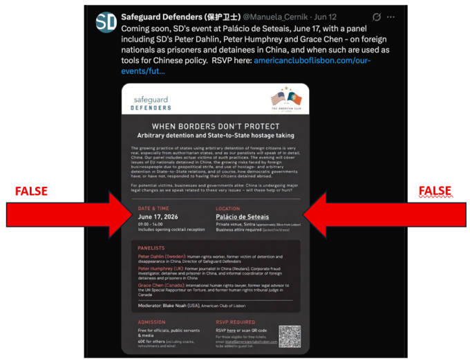 China attempts to cancel SD event | Safeguard Defenders